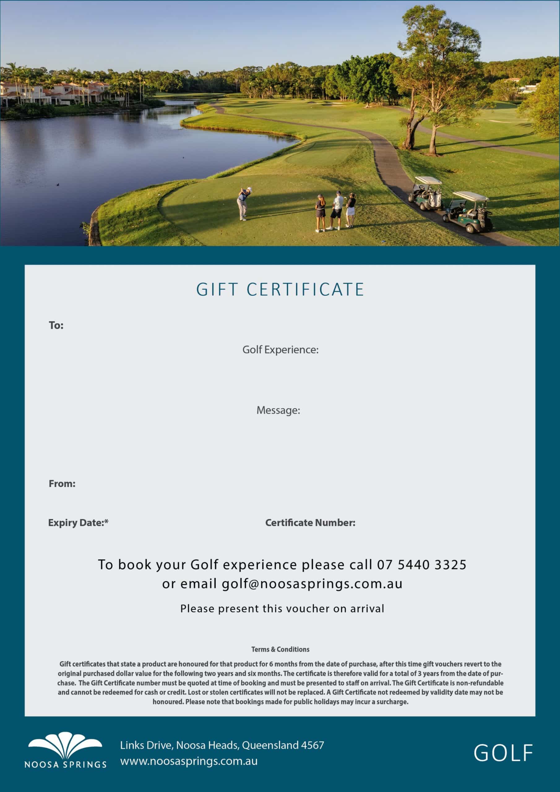 Golf Rounds – 18 & 9 hole vouchers – Noosa Springs Golf and Spa